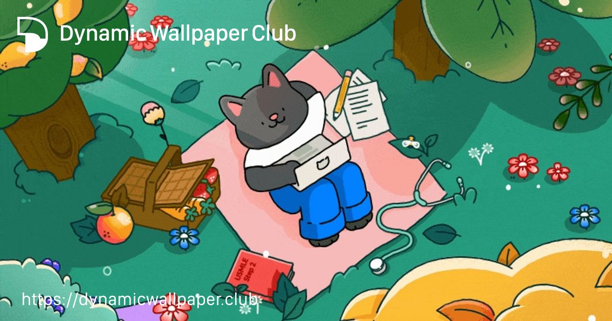 cat in spring_ CRED TO BEHANCE - Dynamic Wallpaper Club